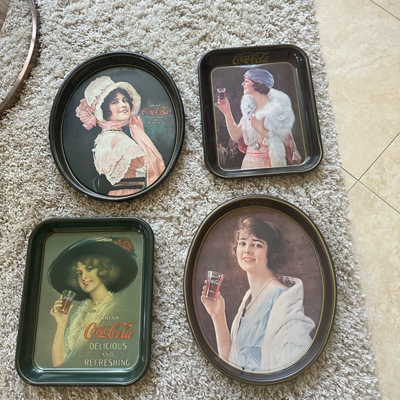 Coca Cola | Dining | Vintage Set Of 4 Drink Coca Cola Serving Trays ...